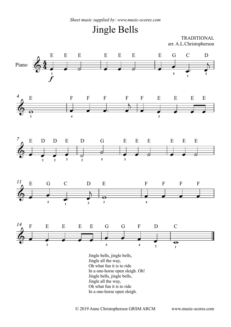 Jingle Bells - Very Easy Piano by James - Easy Piano, Piano Solo ...