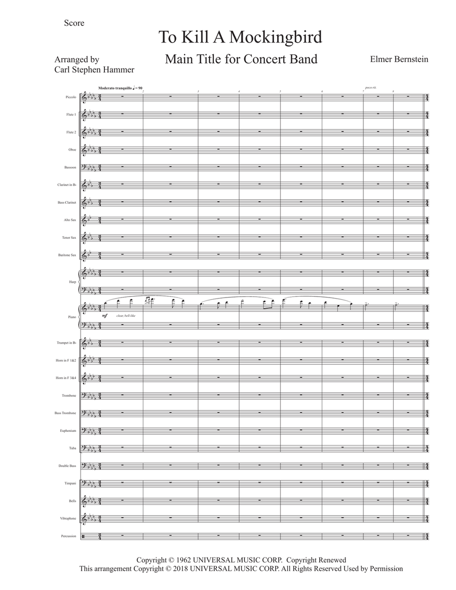 To Kill A Mockingbird - Main Title by Elmer Bernstein - Concert Band ...