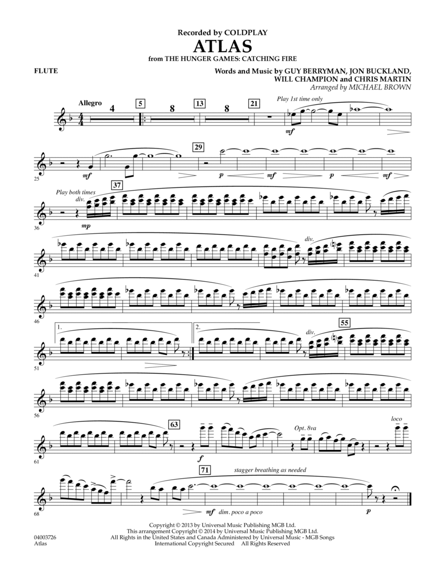 Atlas (from The Hunger Games: Catching Fire) - Flute by Michael Brown ...