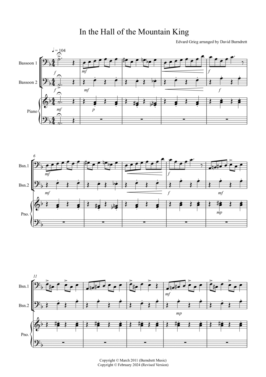 In The Hall of the Mountain King for Bassoon Duet by Edvard Grieg ...