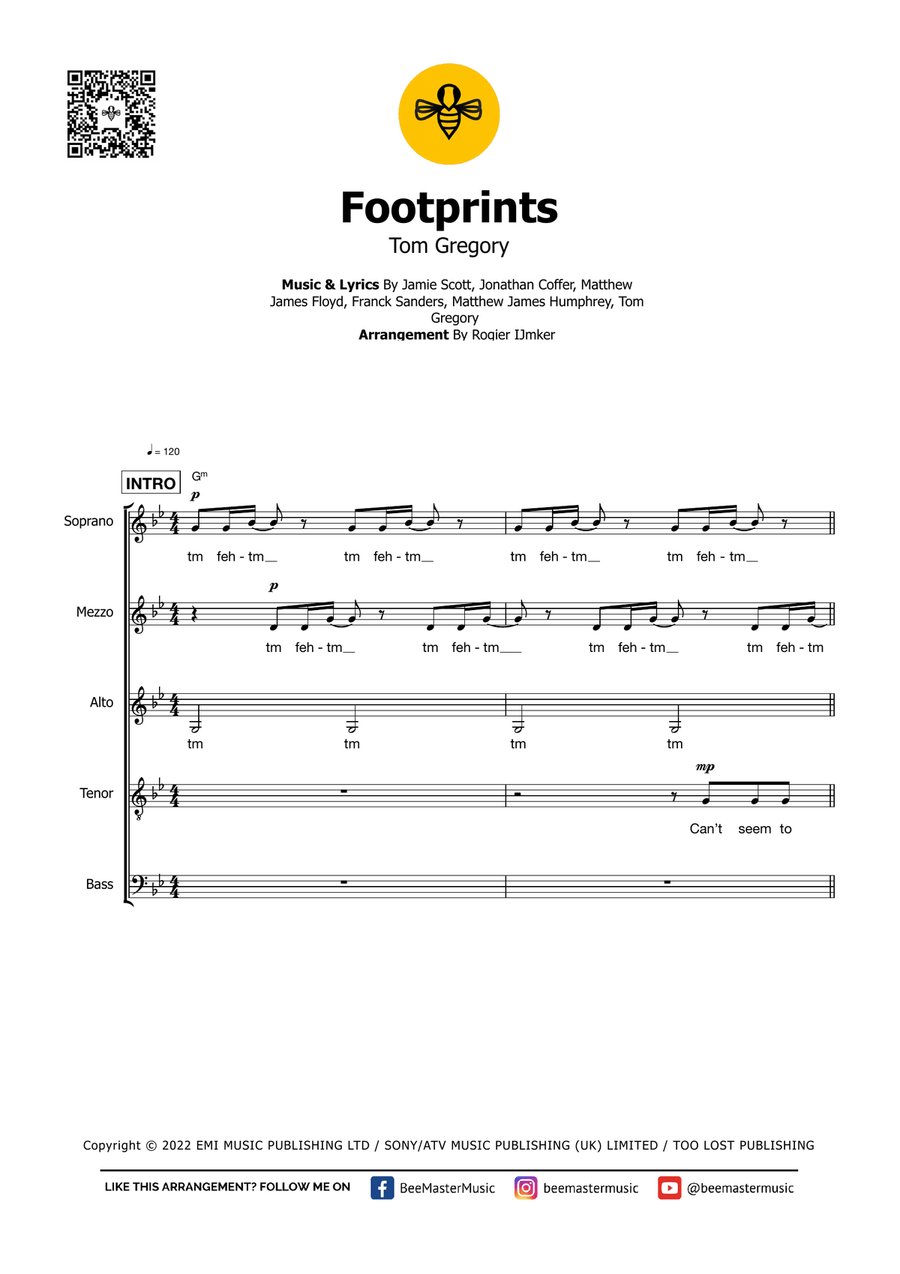 Footprints - Divisi - Late Intermediate Digital Sheet Music | Sheet ...