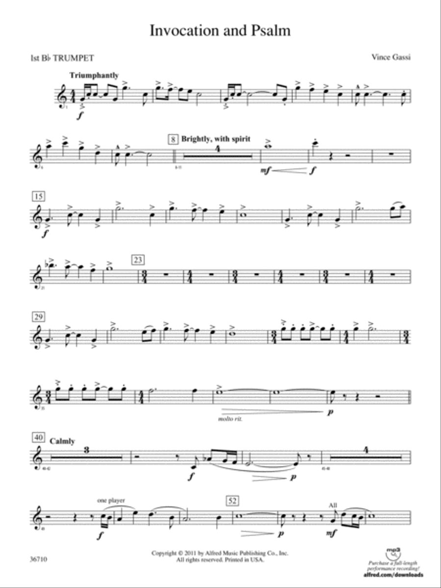 Invocation and Psalm: 1st B-flat Trumpet by Vince Gassi - Concert Band ...