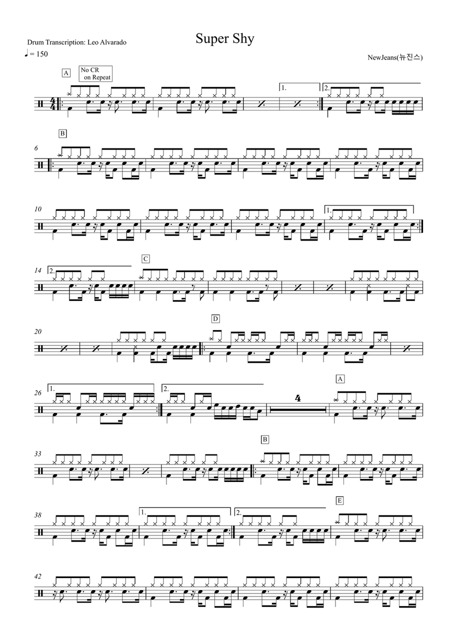 Super Shy - Drum Set, Percussion - Early Intermediate Digital Sheet ...