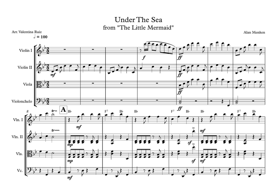 Under The Sea by Howard Ashman - Cello, Viola, Violin - Late ...