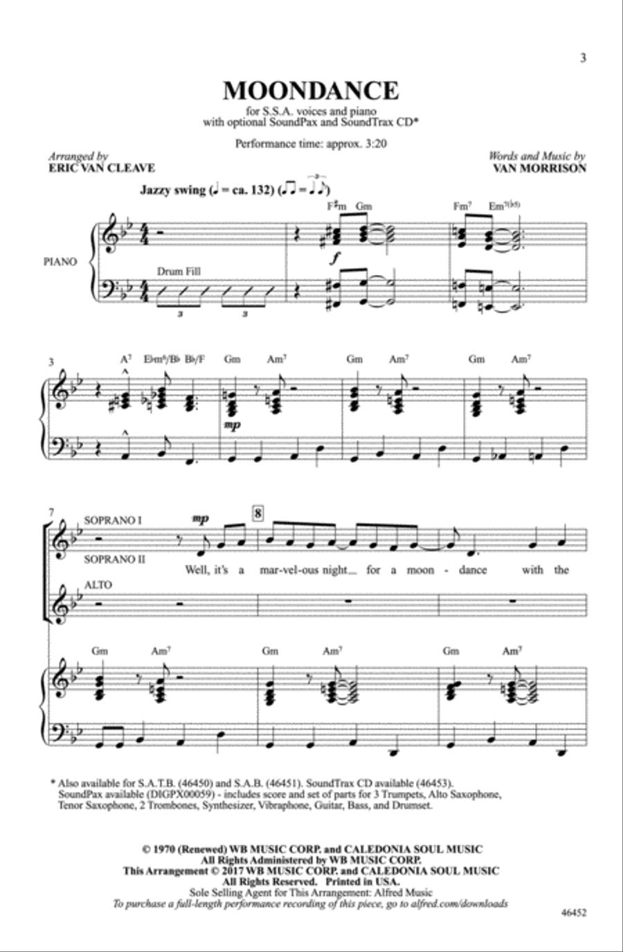 Moondance by Van Morrison - Choir - Digital Sheet Music | Sheet Music Plus