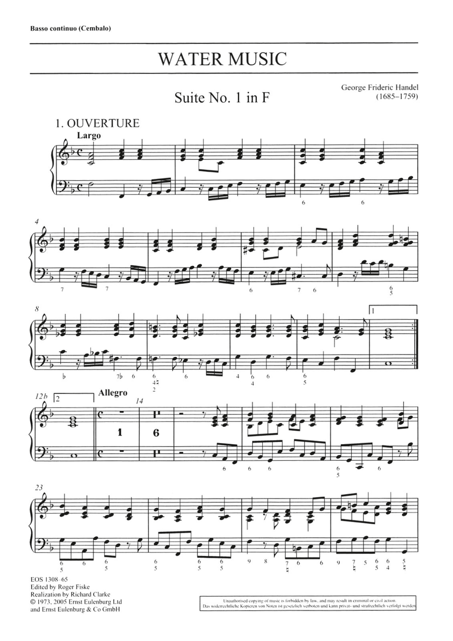 Water Music in F major HWV 348-350 - Harpsichord, Piano - Sheet Music ...