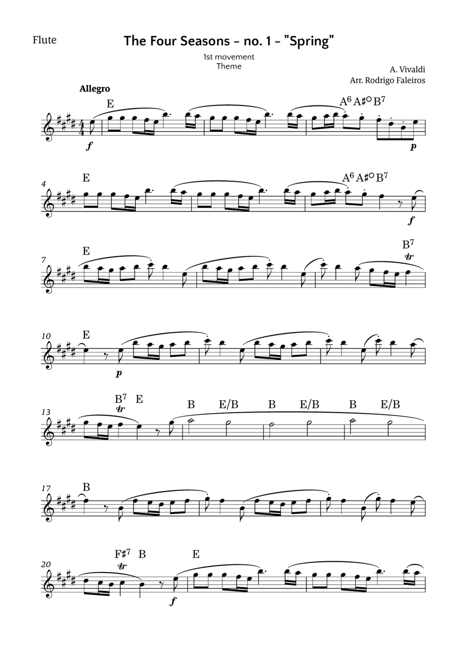 The Four Seasons - Spring by Antonio Vivaldi - Flute Solo, Chamber ...
