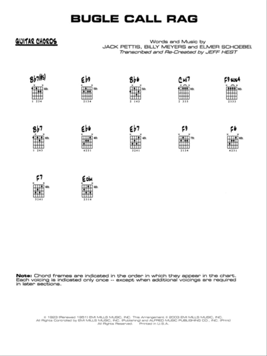 Bugle Call Rag: Guitar Chords by Jeff Hest - Jazz Ensemble - Digital ...