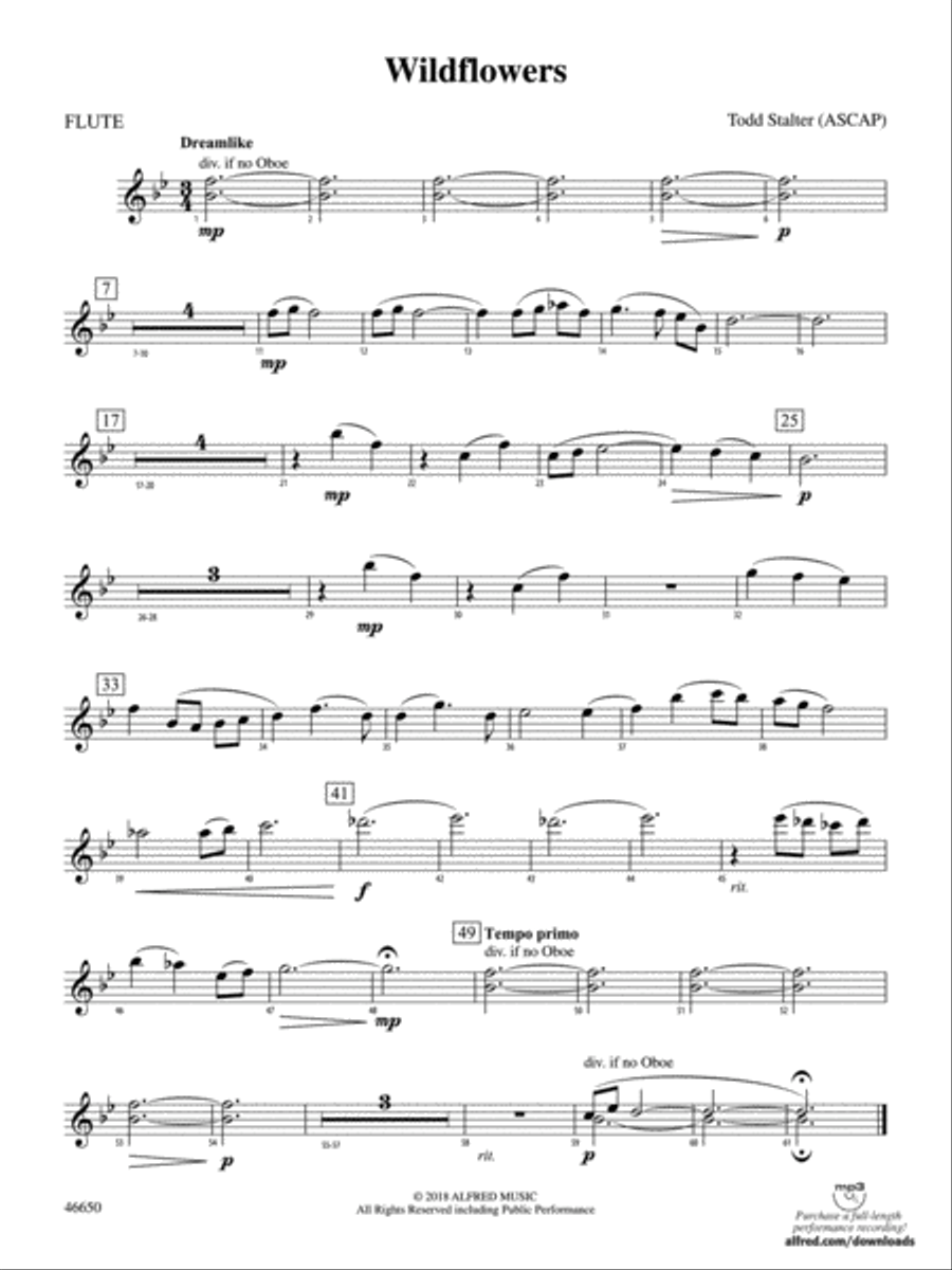 Wildflowers Flute Concert Band Digital Sheet Music Sheet Music Plus