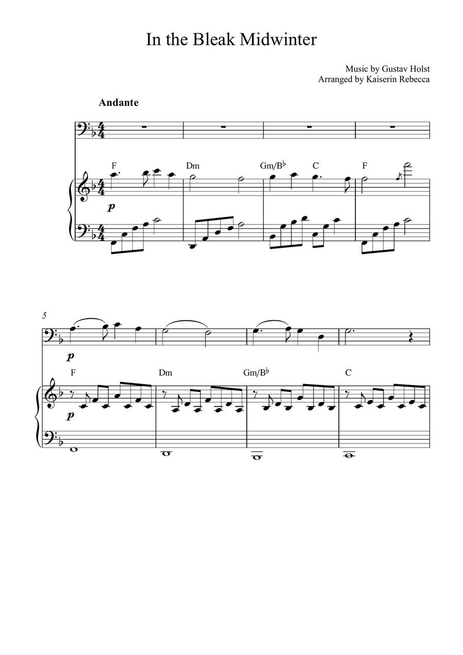 In the Bleak Midwinter by Gustav Holst - Piano, Cello Solo - Beginning ...