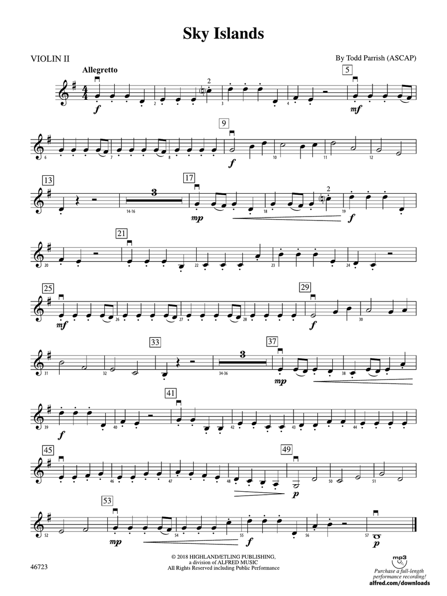 Sky Islands: 2nd Violin - String Orchestra - Digital Sheet Music ...