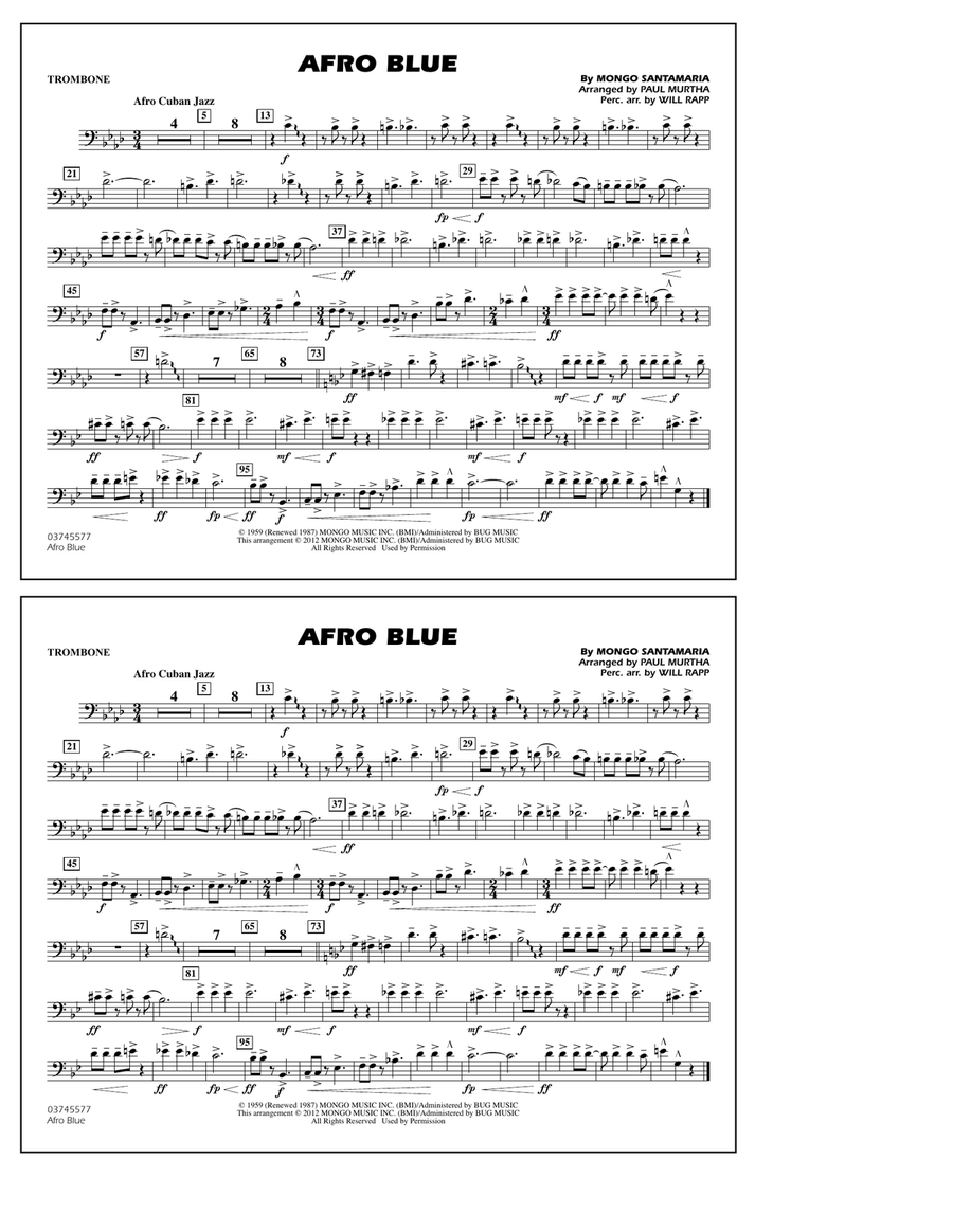 Afro Blue - Trombone by Paul Murtha - Marching Band - Grade 2 Digital ...