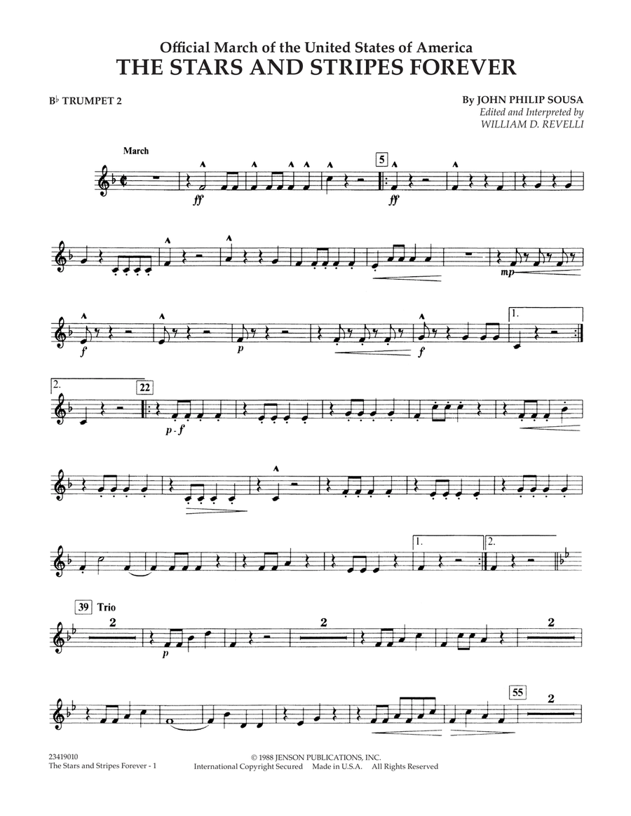 The Stars and Stripes Forever - Bb Trumpet 2 by John Philip Sousa - B ...