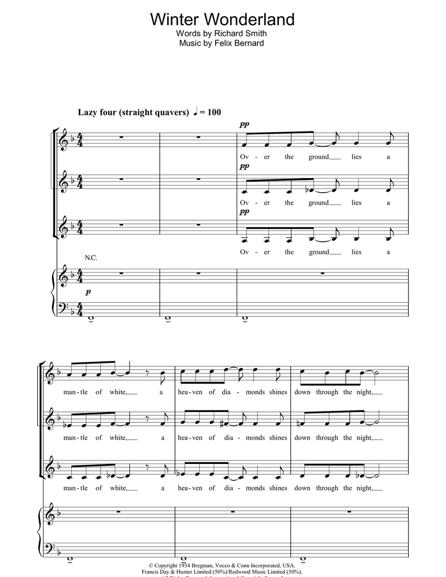 Winter Wonderland (arr. Berty Rice) by Felix Bernard - 3-Part - Digital ...