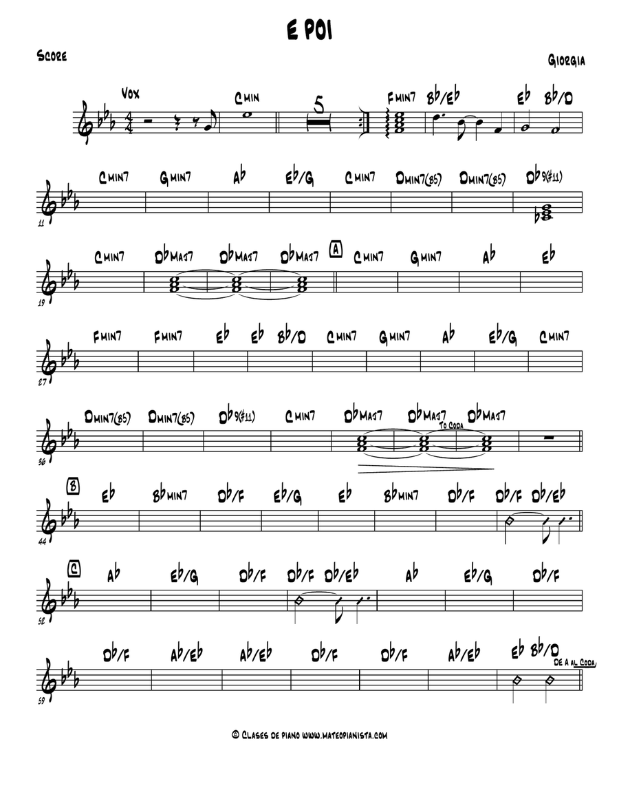 E Poi by Laura Pausini - Easy Piano - Digital Sheet Music | Sheet Music ...