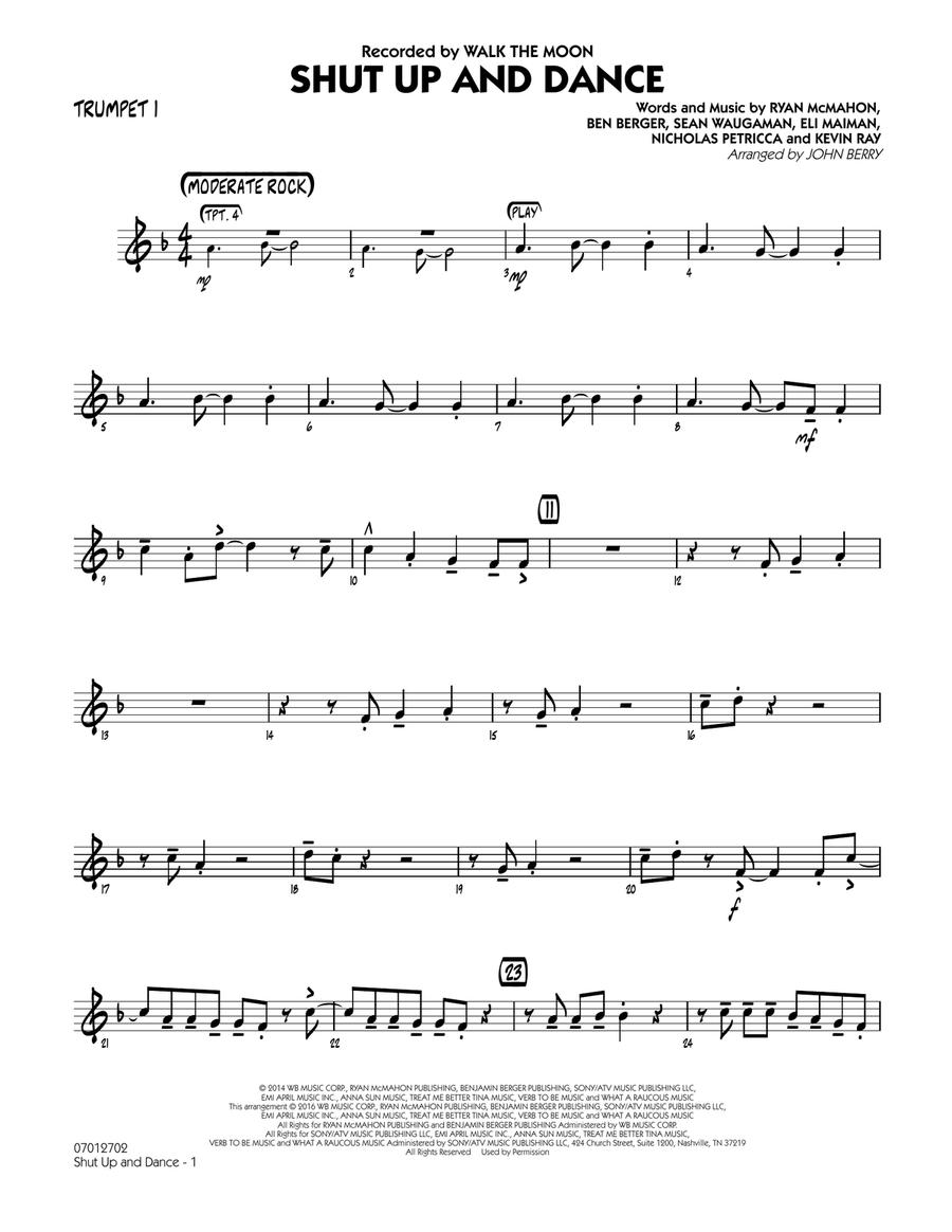 Shut Up and Dance - Trumpet 1 by John Berry - Jazz Ensemble - Early ...