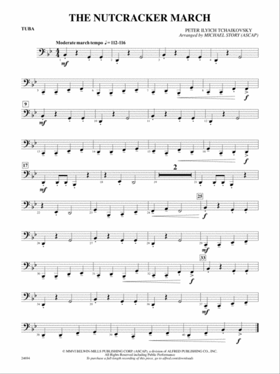 The Nutcracker March: Tuba by Peter Ilyich Tchaikovsky - Concert Band - Digital Sheet Music ...