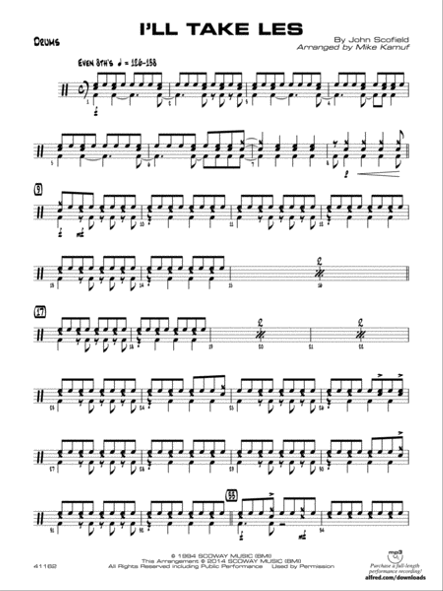 I'll Take Les: Drums by John Scofield - Jazz Ensemble - Digital Sheet ... I'll Take Les: Drums by John Scofield - Jazz Ensemble - Digital Sheet ...