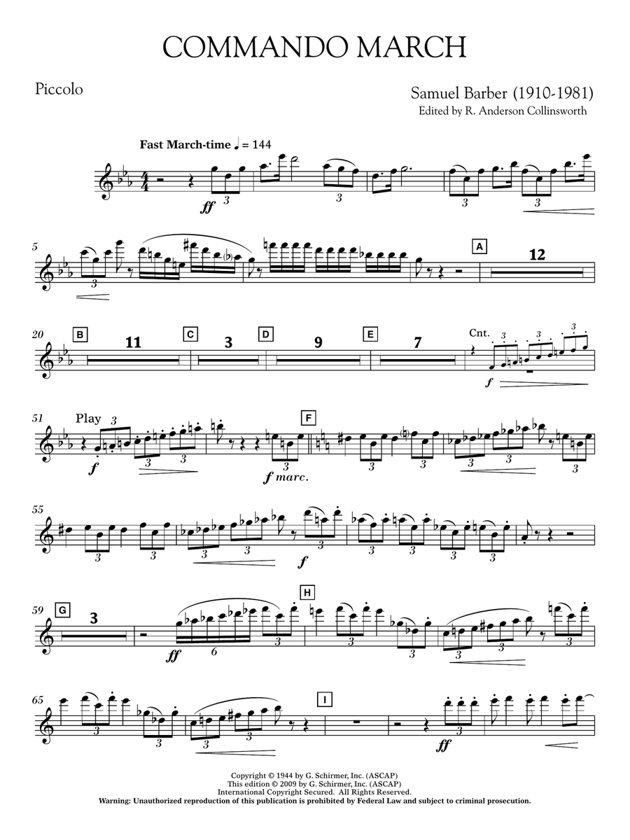 Commando March - Piccolo by Samuel Barber - Concert Band - Digital ...