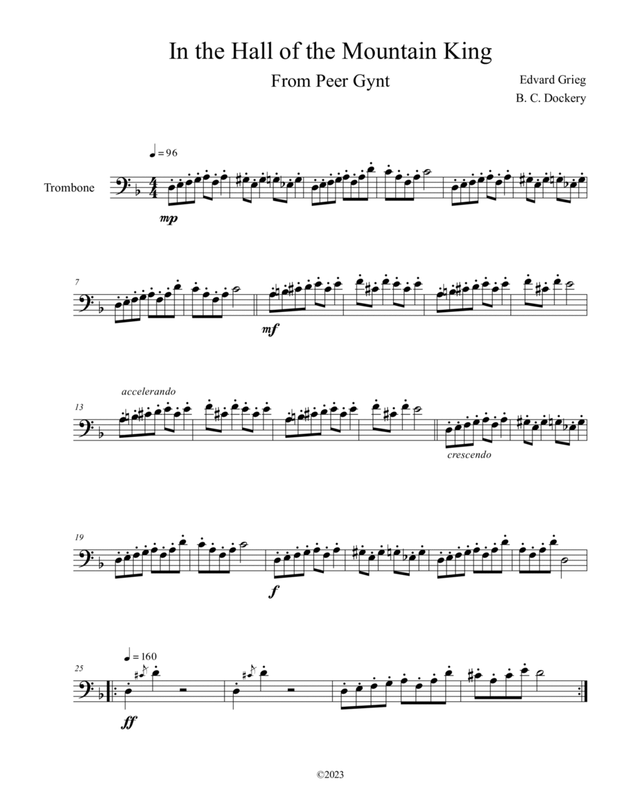 In the Hall of the Mountain King (Trombone Solo) by Edvard Grieg ...