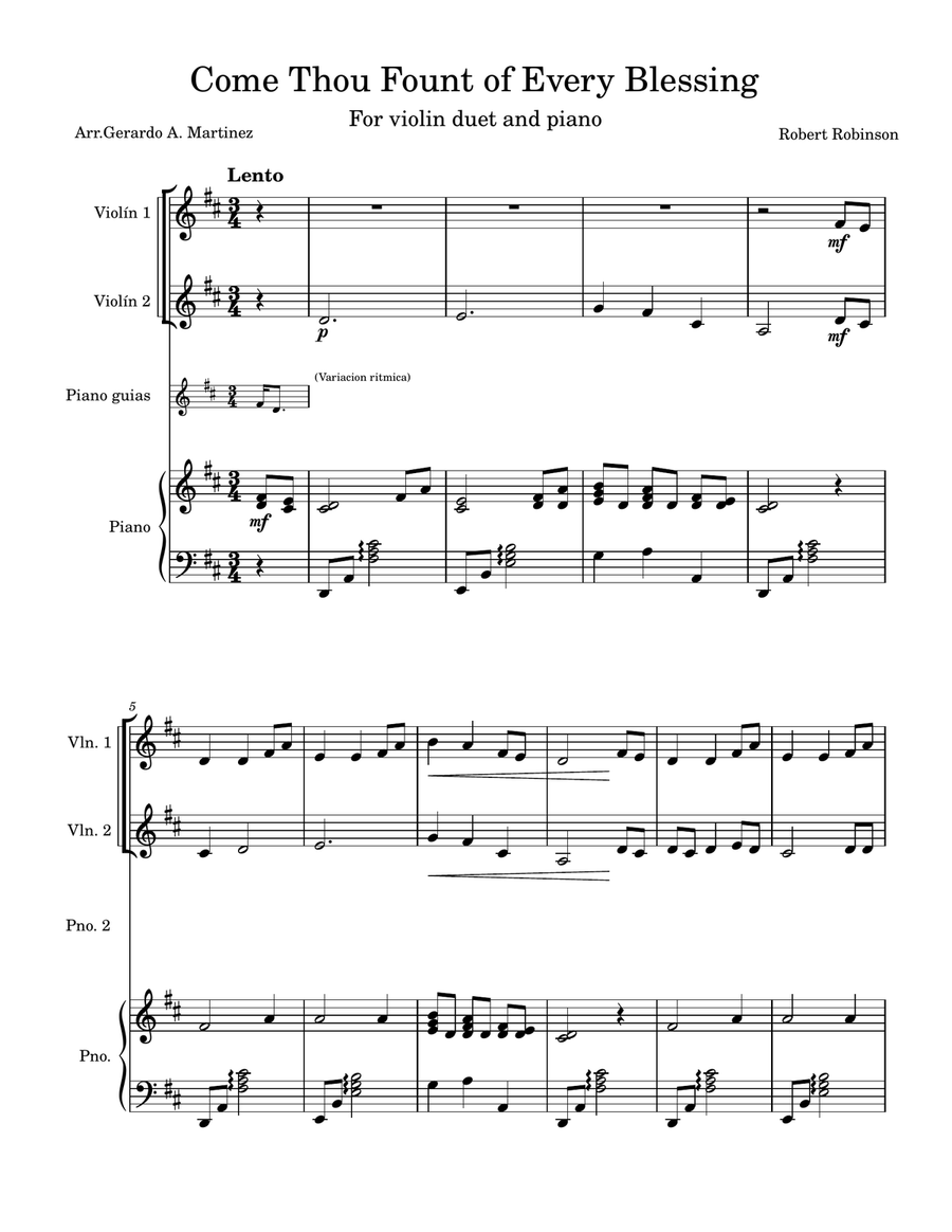 Come Thou Fount of Every Blessing - String Duet - Digital Sheet Music ...