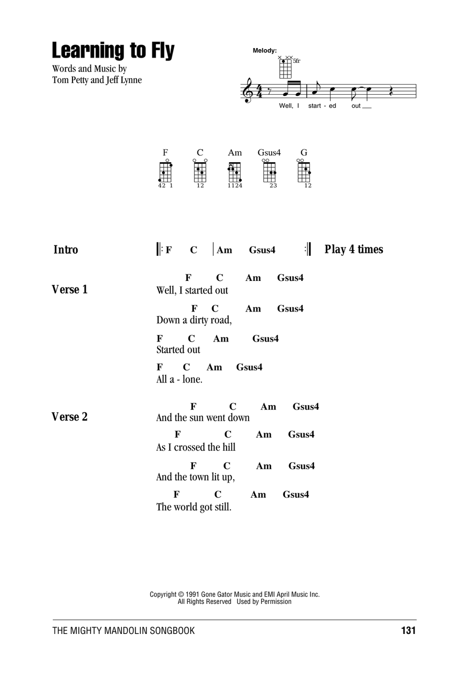 Learning To Fly by Tom Petty - Mandolin - Digital Sheet Music | Sheet ...