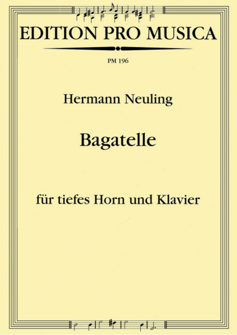 Bagatelle für tiefes Horn und Klavier - Horn, Piano Accompaniment ...