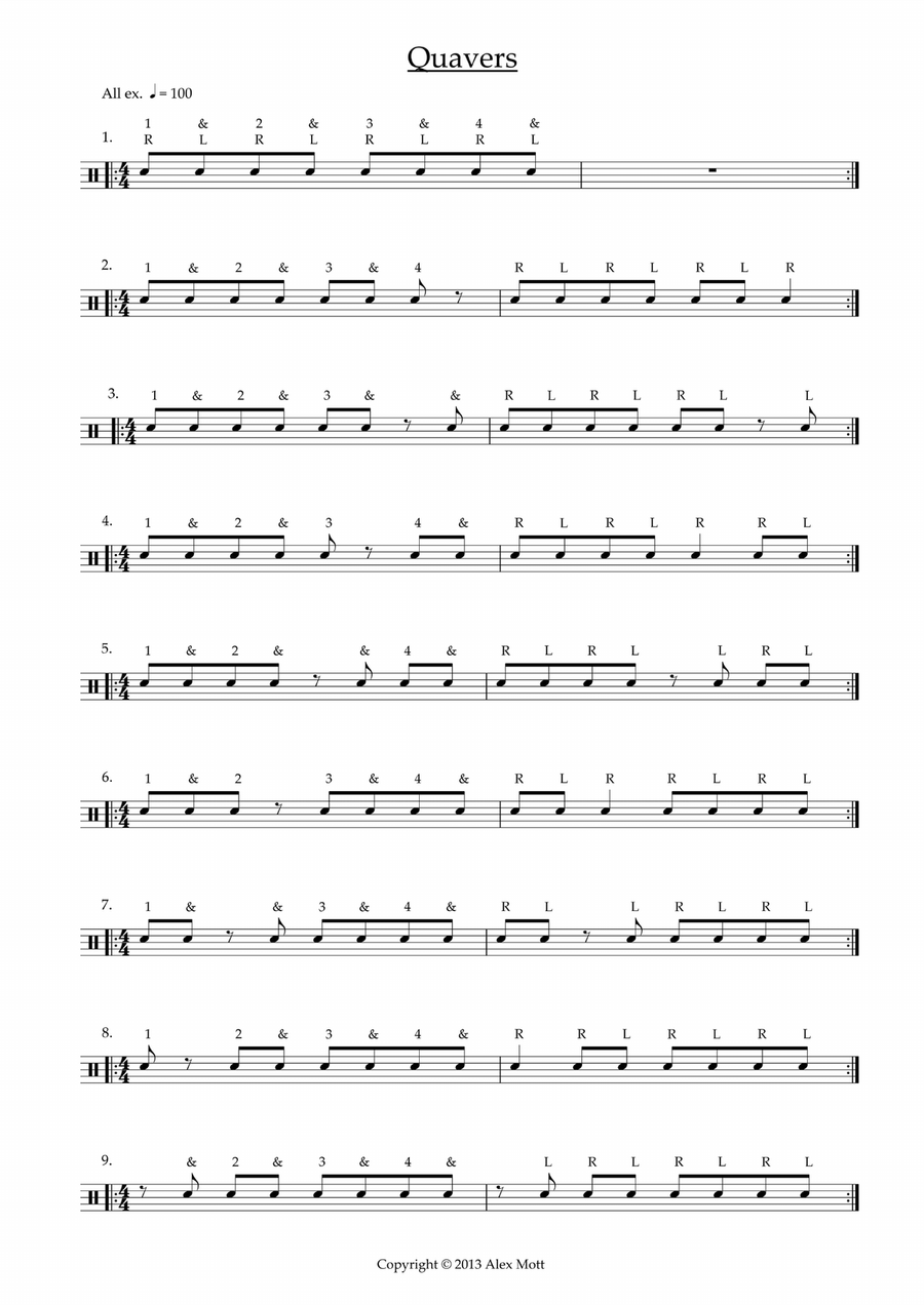 Quavers - Snare Drum - Digital Sheet Music | Sheet Music Plus
