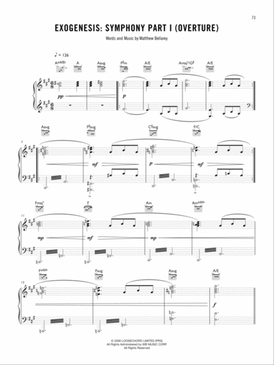 Exogenesis: Symphony Part I (Overture) by Muse - Piano, Vocal, Guitar ...