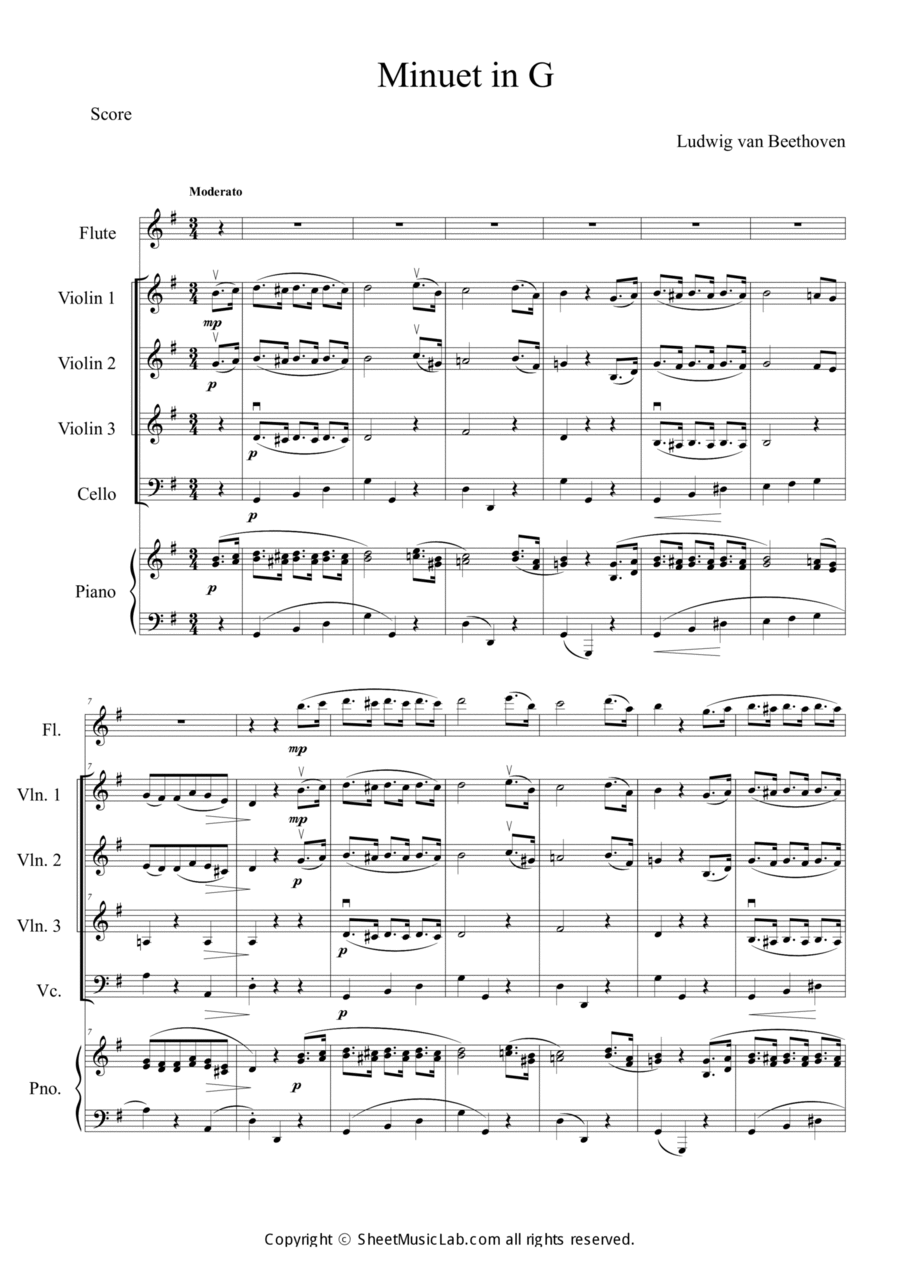 Minuet in G major by Ludwig van Beethoven - Orchestra - Digital Sheet ...