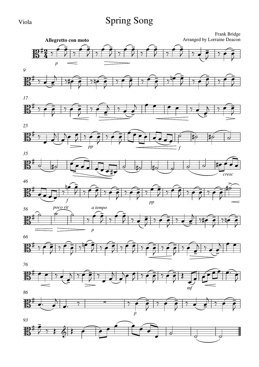 Spring Song (Frank Bridge) String Quartet Violin Viola Cello by Frank ...