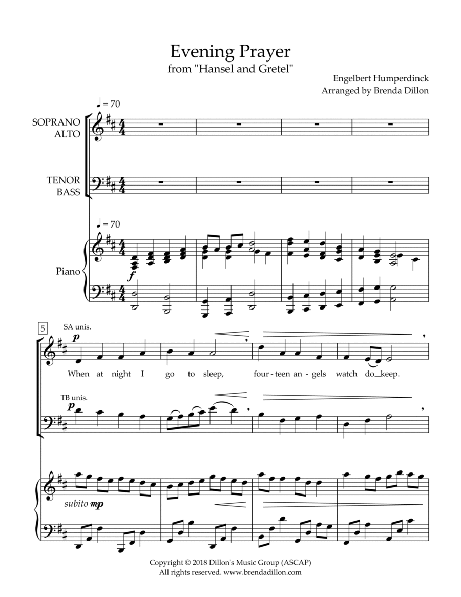 Evening Prayer for SATB Choir and piano accompaniment - 4-Part ...