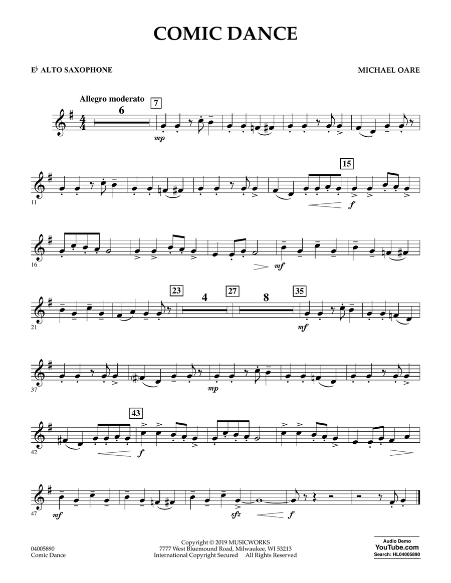 Comic Dance Eb Alto Saxophone By Michael Oare Alto Saxophone