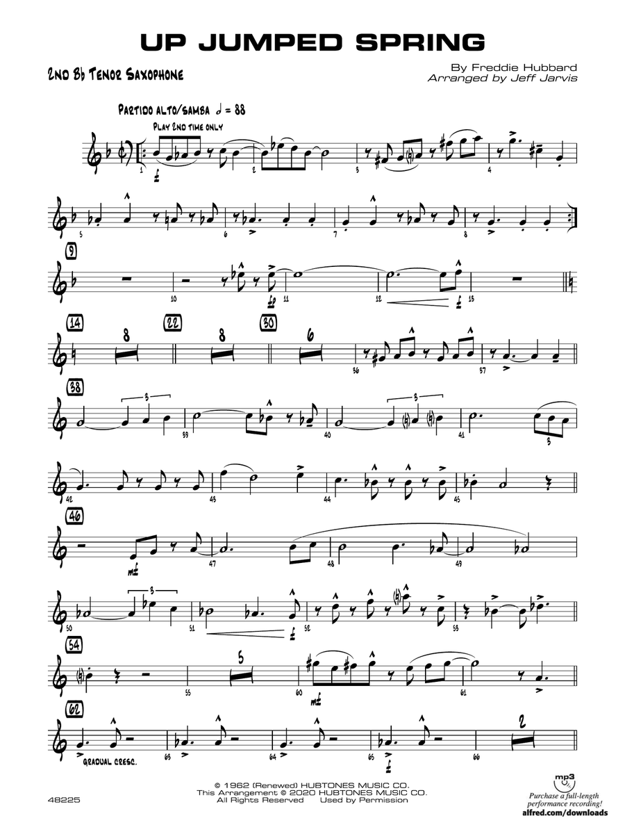 Up Jumped Spring: 2nd B-flat Tenor Saxophone by Freddie Hubbard - Jazz ...