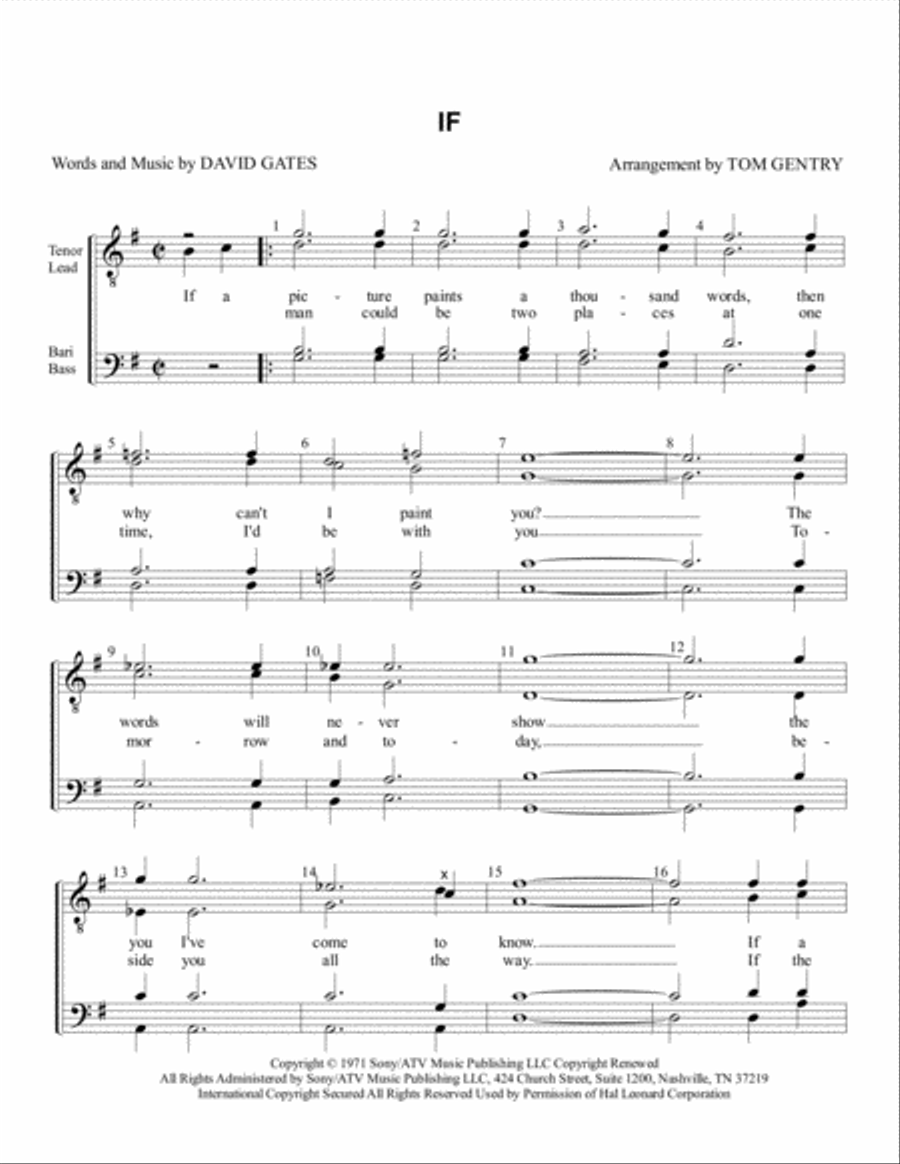 If by Bread - TTBB - Digital Sheet Music | Sheet Music Plus