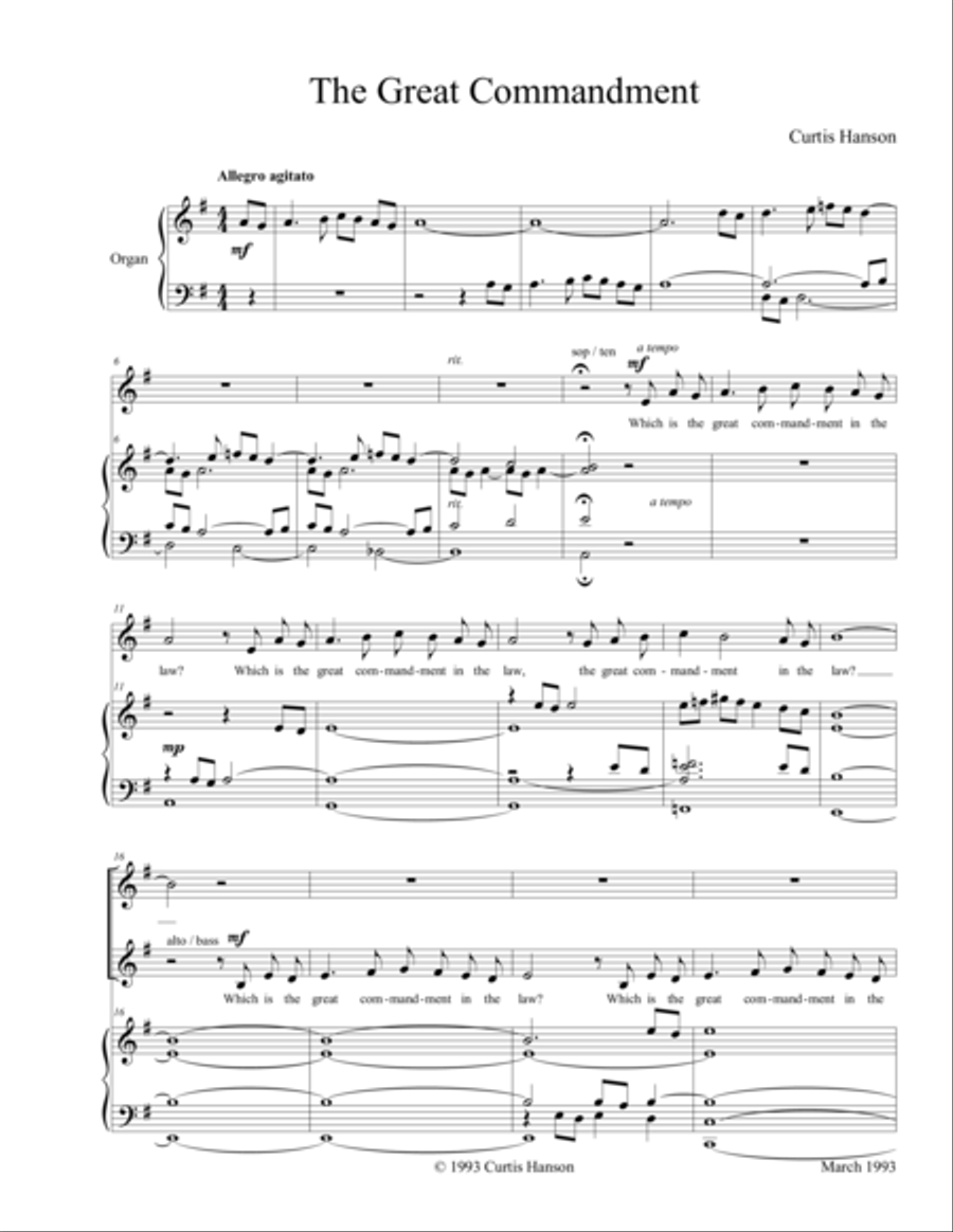 The Great Commandment (SATB) by Curtis Hanson - 4-Part - Intermediate ...