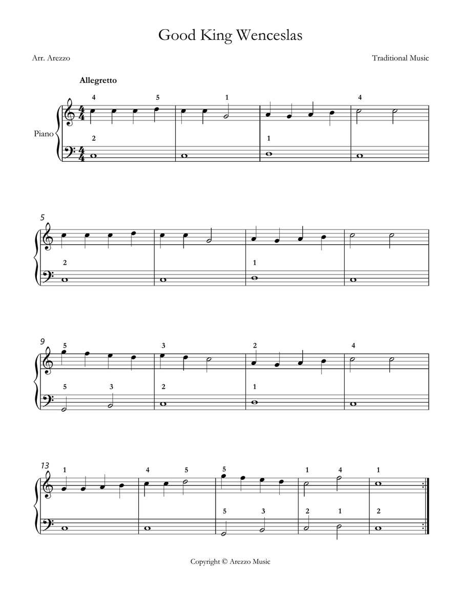 good king wenceslas easy piano sheet music for beginners - Easy Piano ...