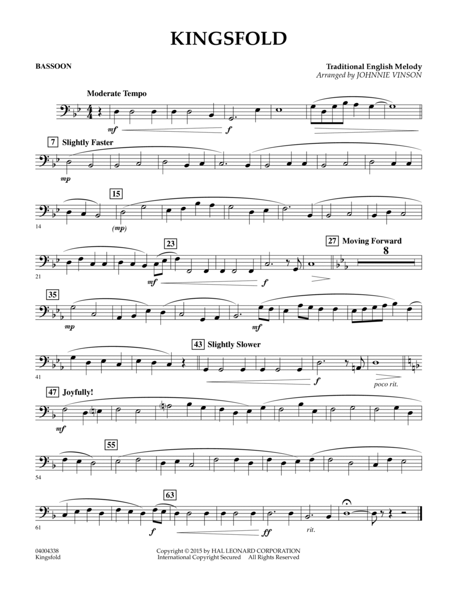 Kingsfold - Bassoon by Johnnie Vinson - Concert Band - Digital Sheet ...