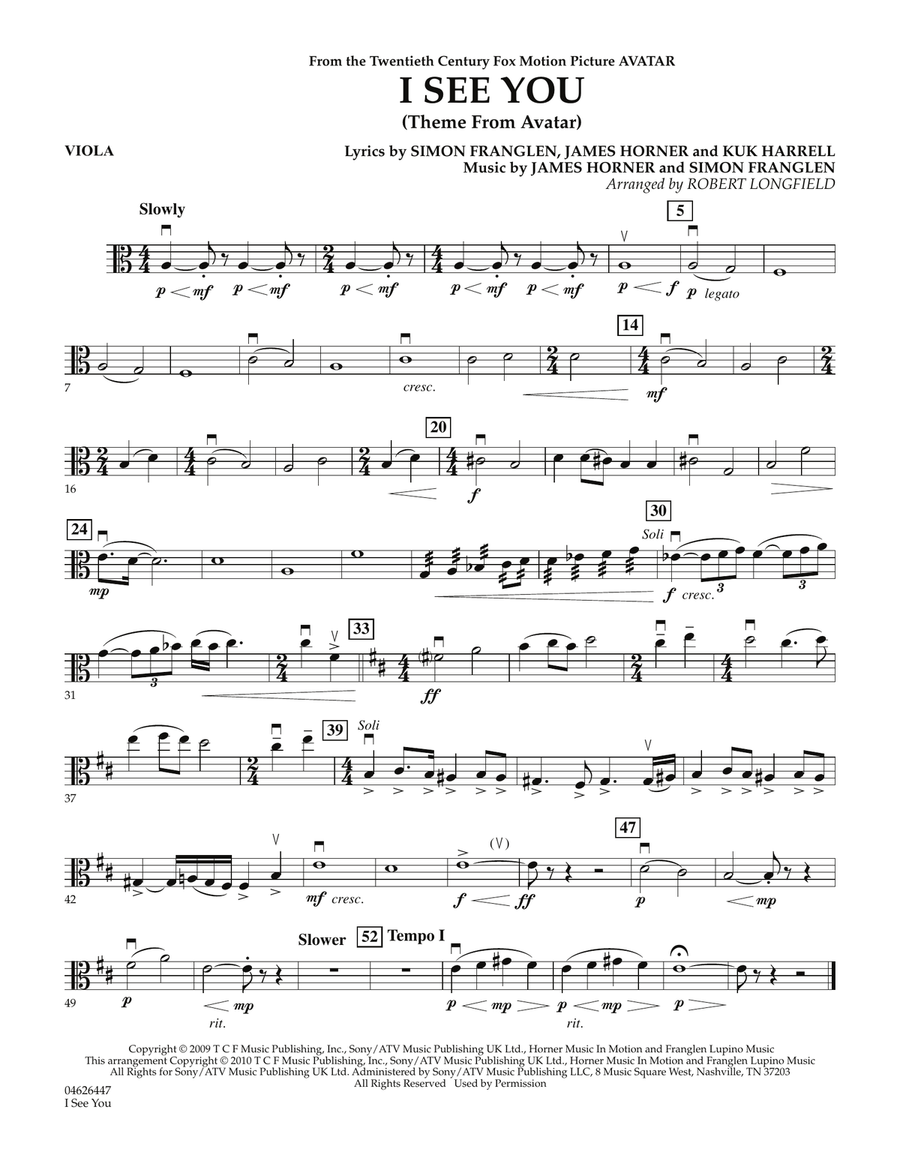 I See You (Theme from Avatar) - Viola by Robert Longfield - Orchestra ...