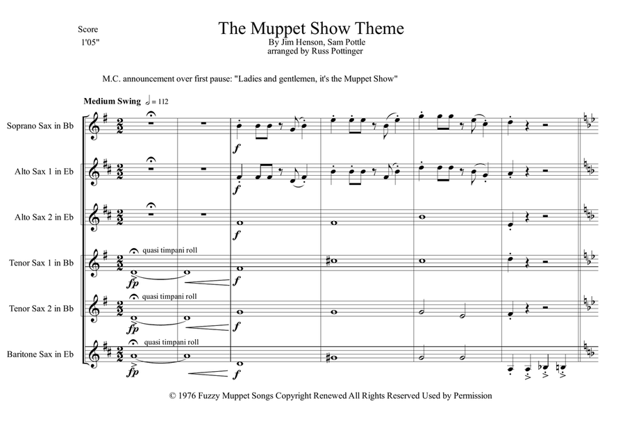 The Muppet Show Theme by Jim Henson - Tenor Saxophone, Soprano ...