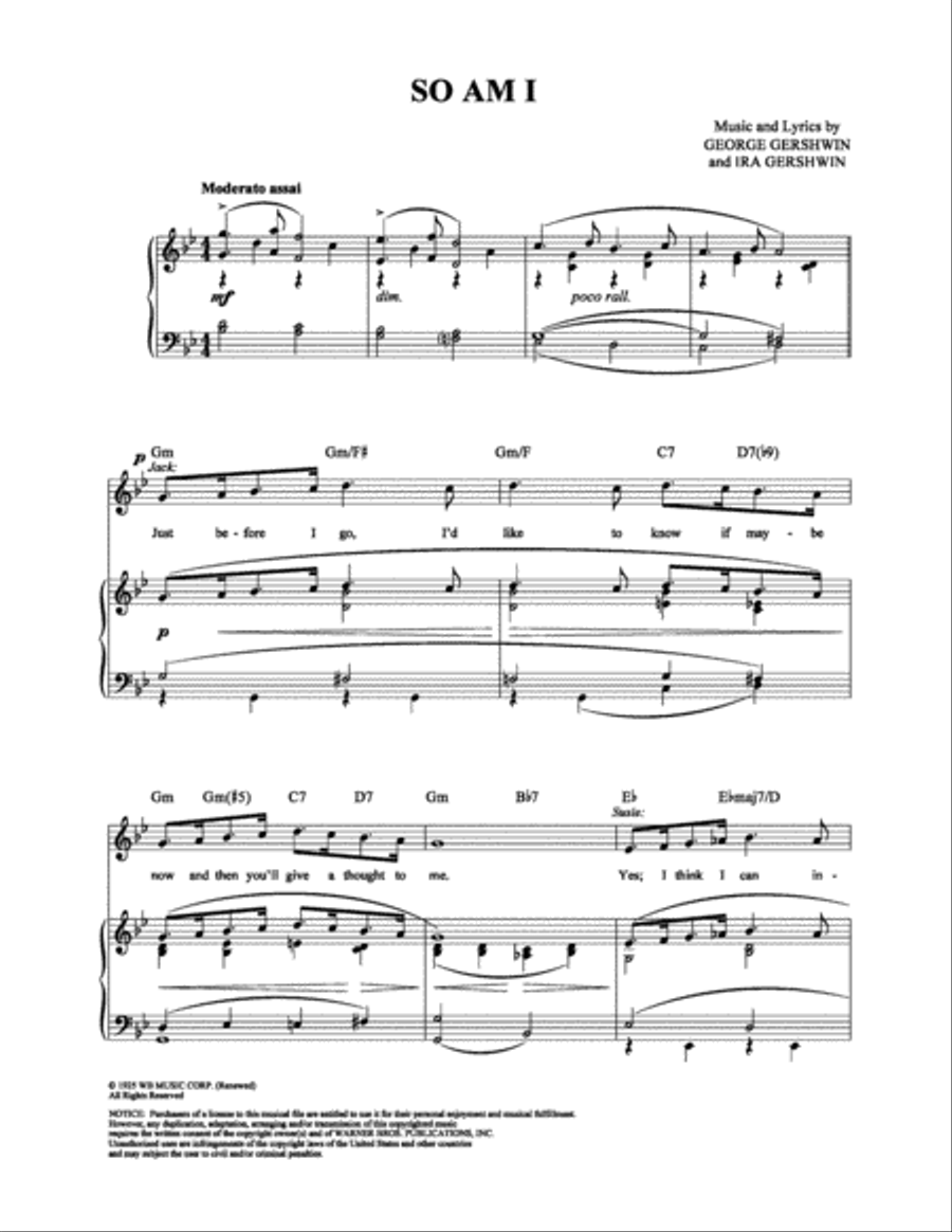 So Am I by George Gershwin - Voice, Piano, Vocal, Guitar - Digital ...