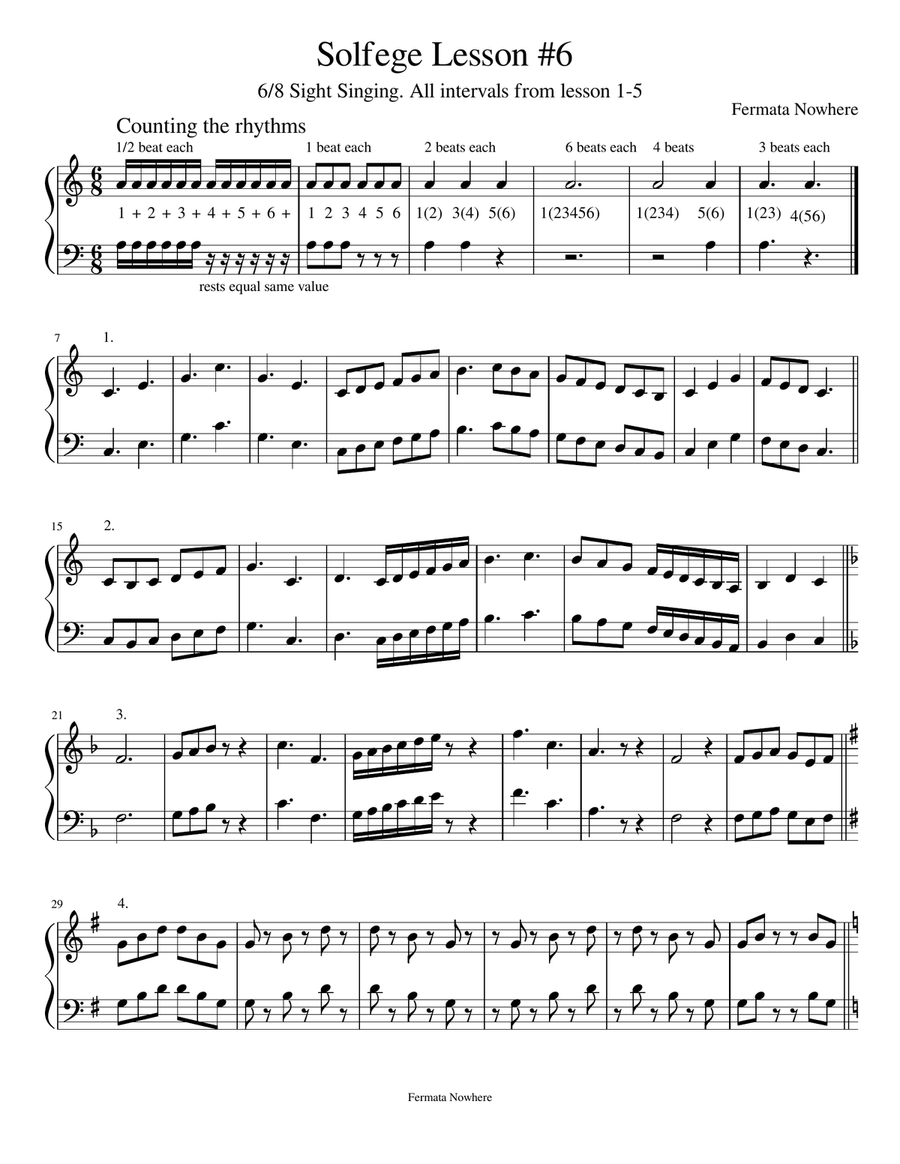 Sight Singing in 6/8 Time | Solfege and Sight Reading Practice - Small ...