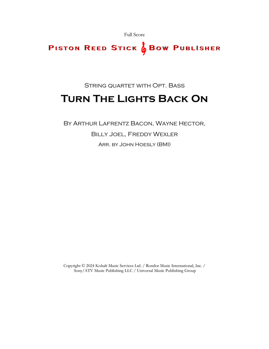 Turn The Lights Back On by Billy Joel - Cello, Double Bass, Viola ...