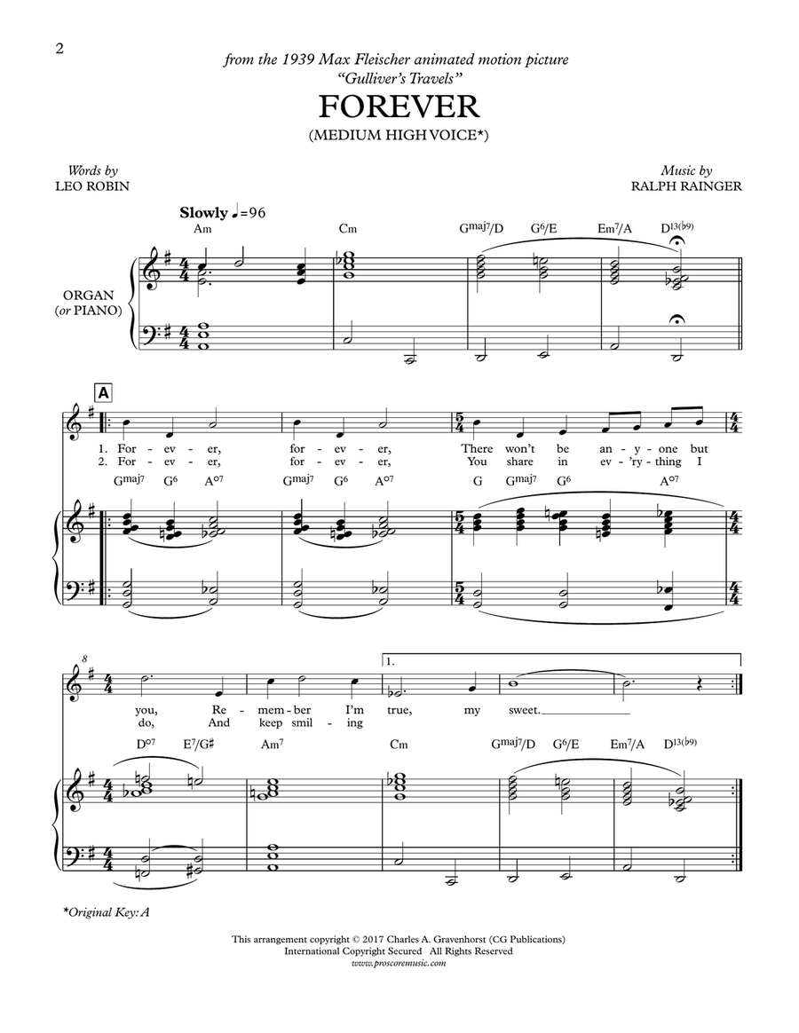 Forever (from "Gulliver’s Travels") – Medium High Voice by Ralph ...