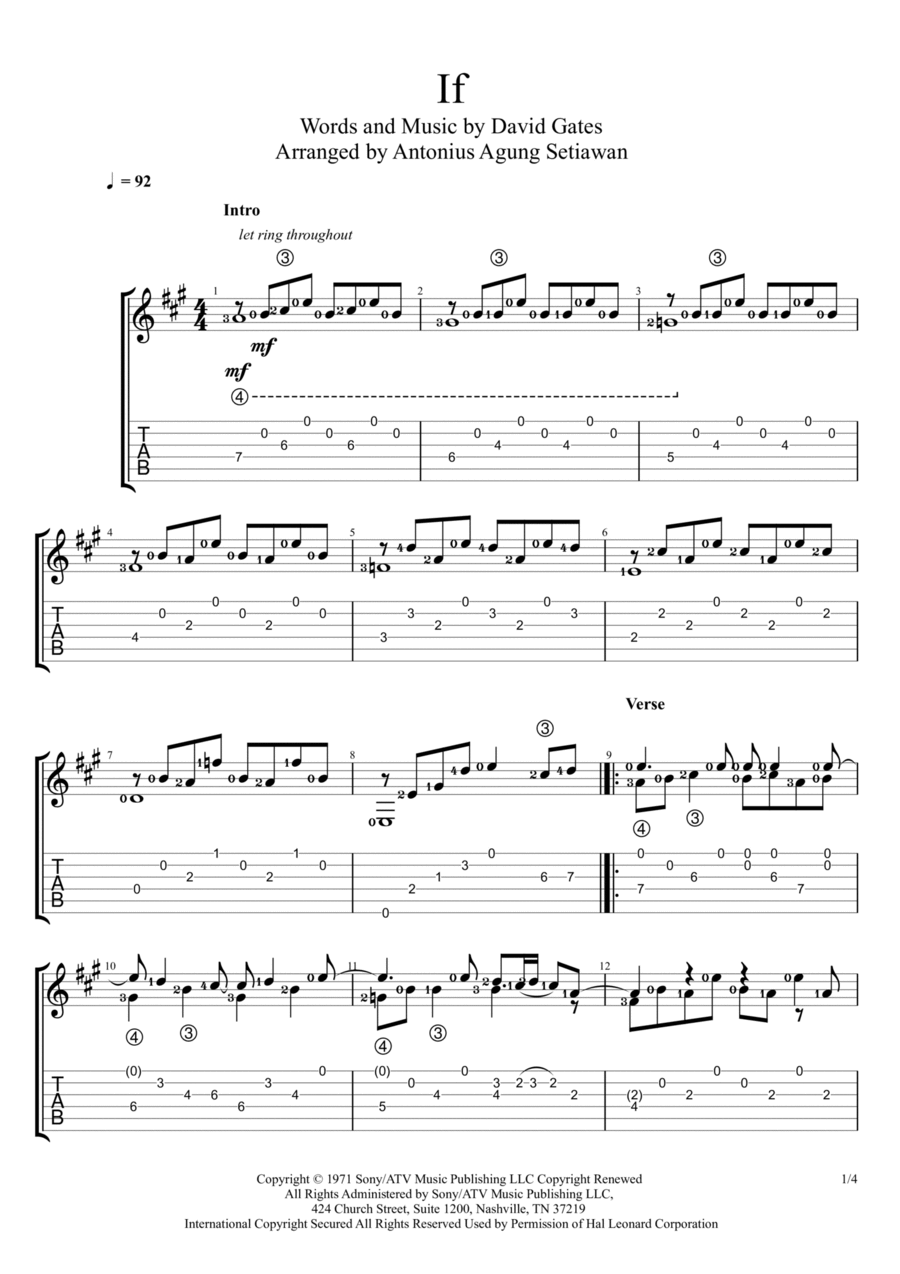 If by Bread - Guitar Tablature - Digital Sheet Music | Sheet Music Plus