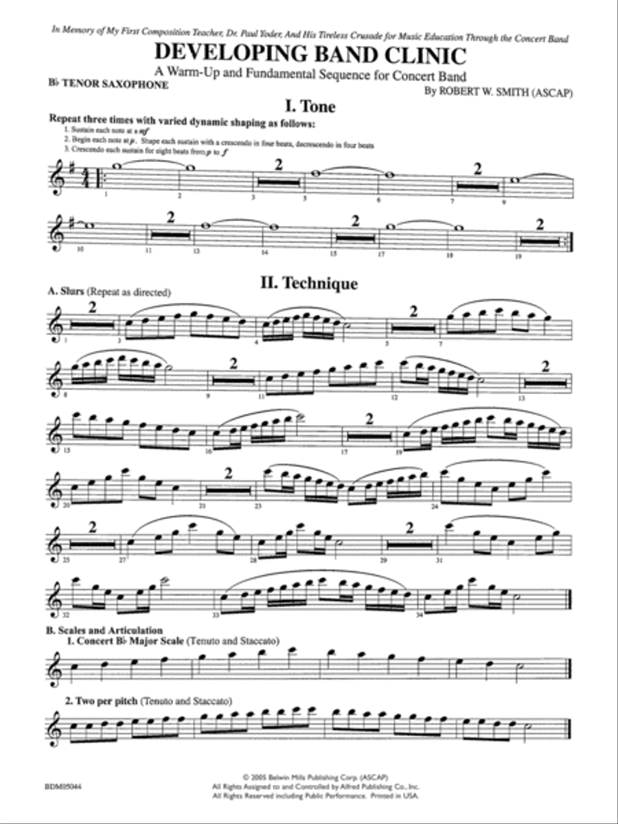 Developing Band Clinic A Warm Up And Fundamental Sequence For Concert