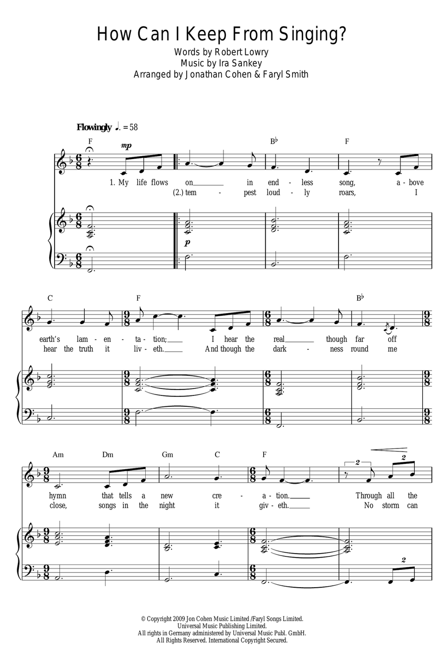 How Can I Keep From Singing By Robert Lowry Voice Digital Sheet