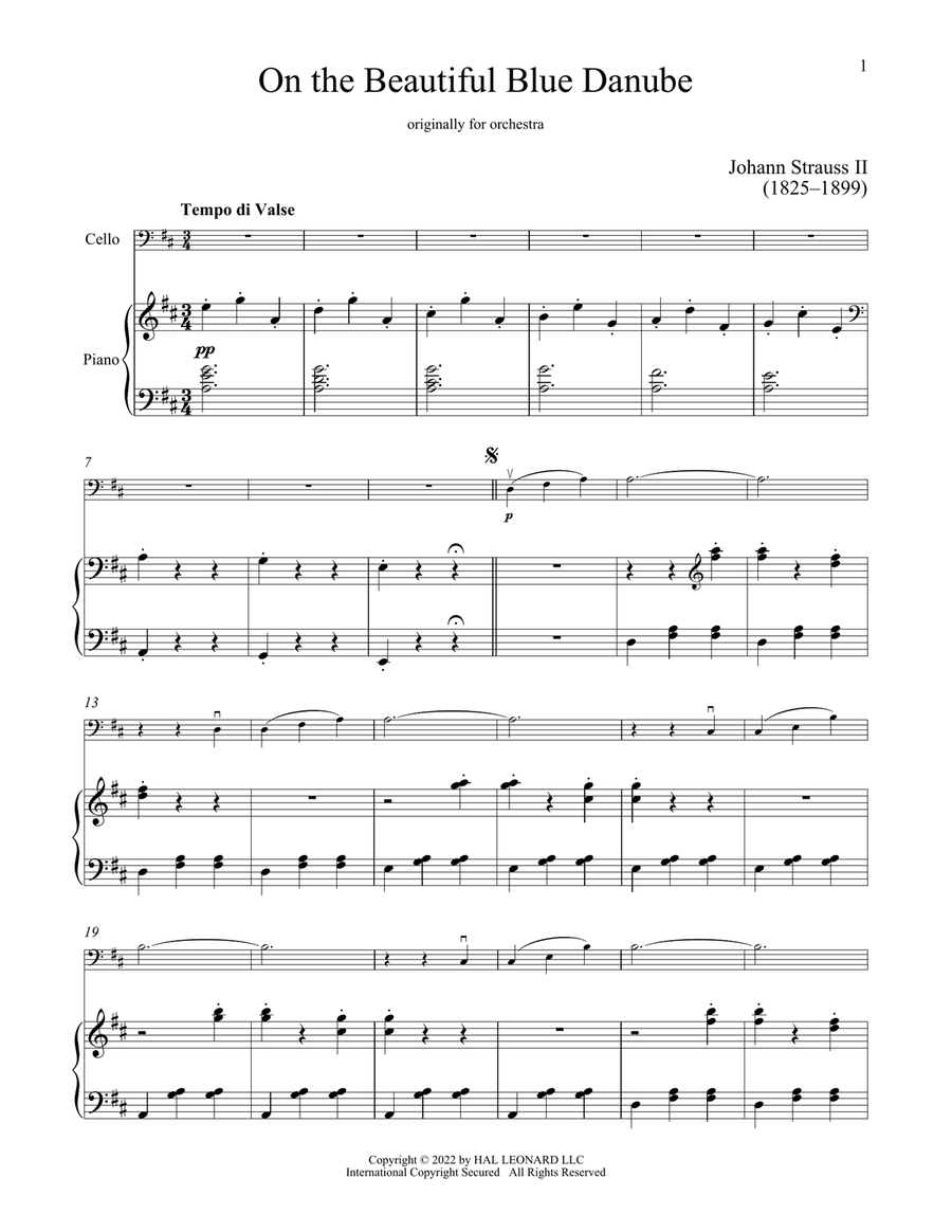 The Beautiful Blue Danube, Op. 314 - Piano - Digital Sheet Music ...