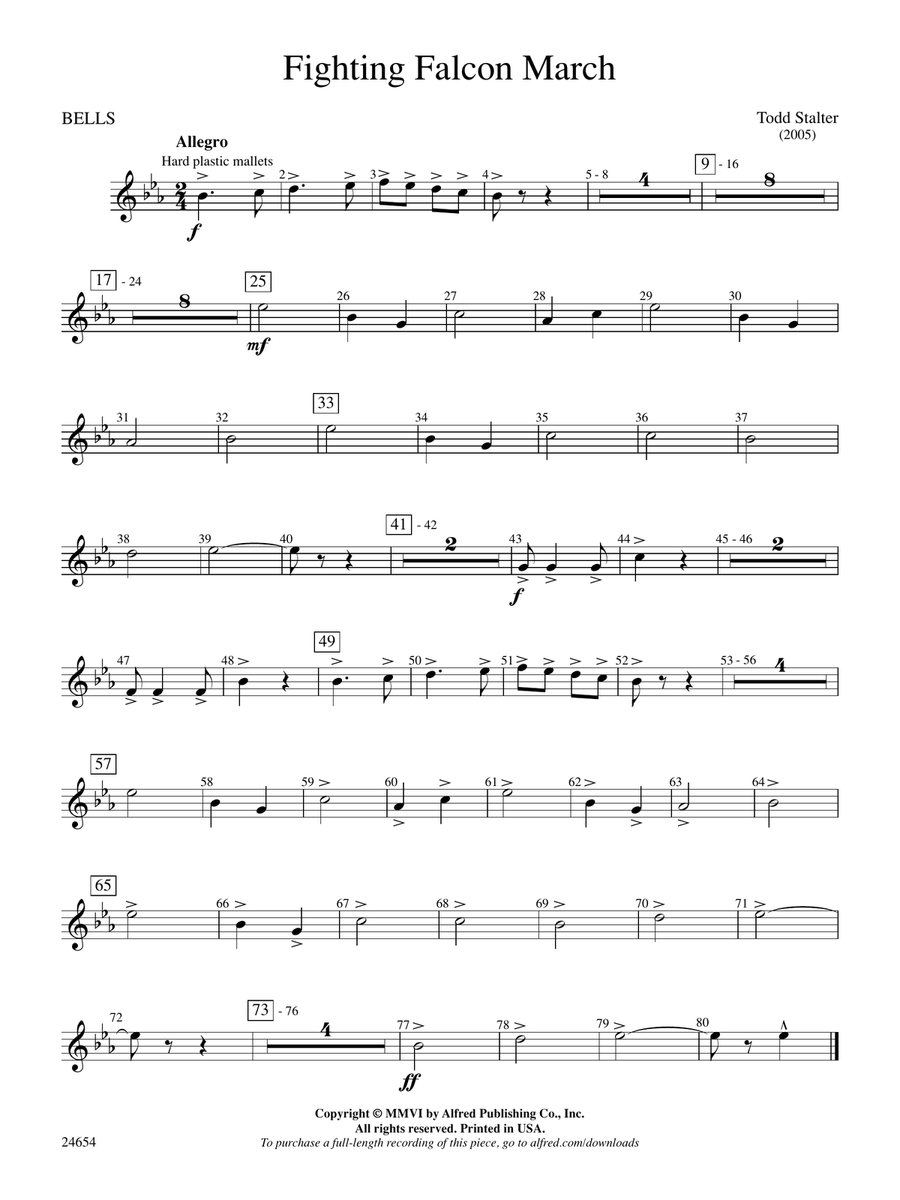 Fighting Falcon March: Bells by Todd Stalter - Concert Band - Digital ...