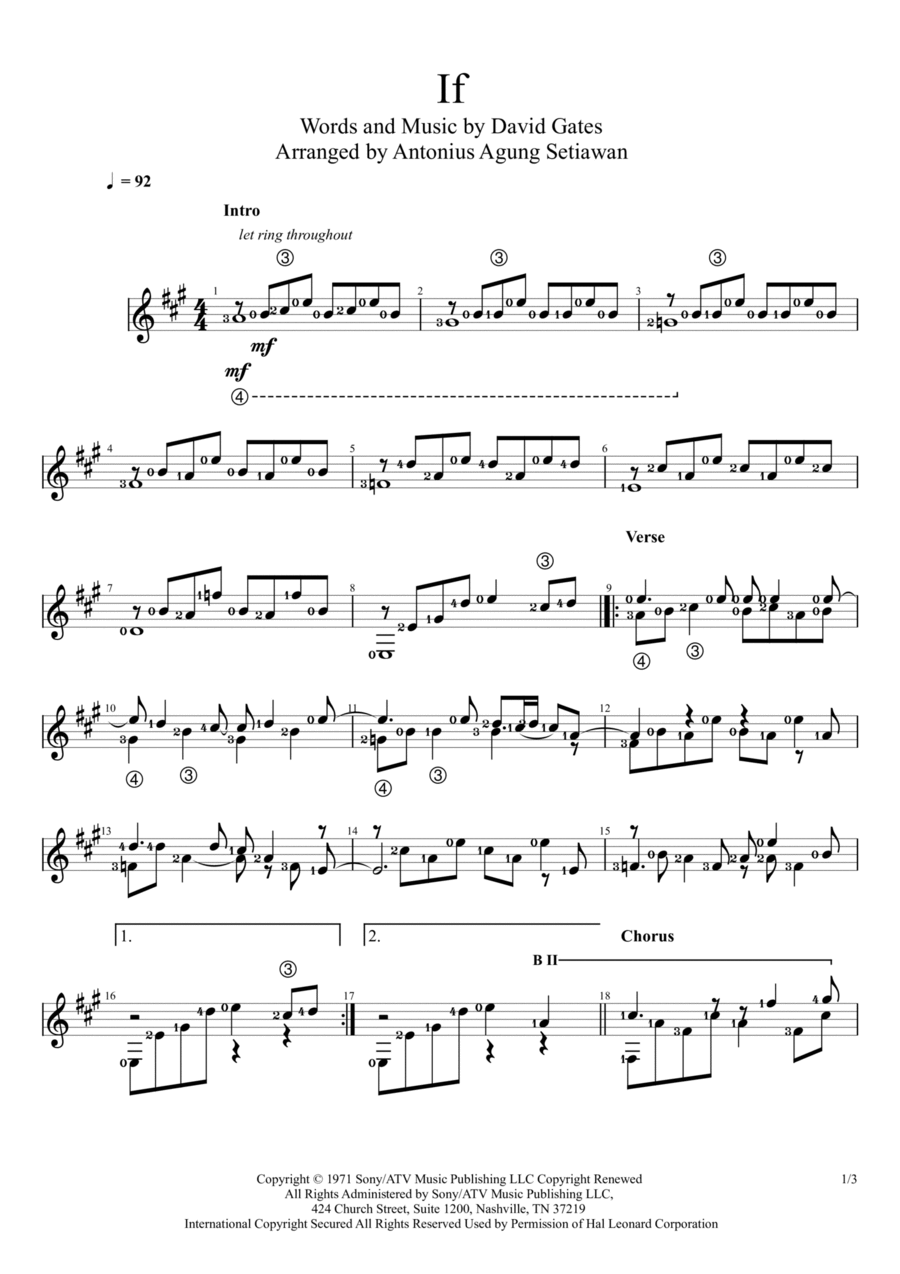 If by Bread - Electric Guitar, Guitar Solo - Digital Sheet Music ...